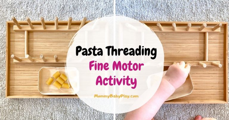 Pasta Threading {Fine Motor Activity For Toddlers} - Mommy Baby Play