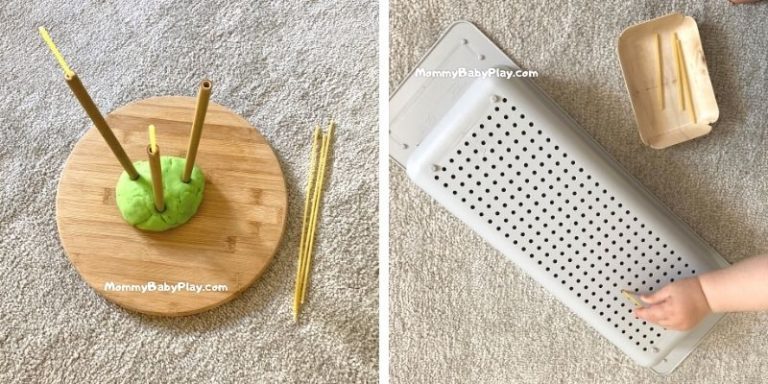 Pasta Threading {Fine Motor Activity For Toddlers} - Mommy Baby Play
