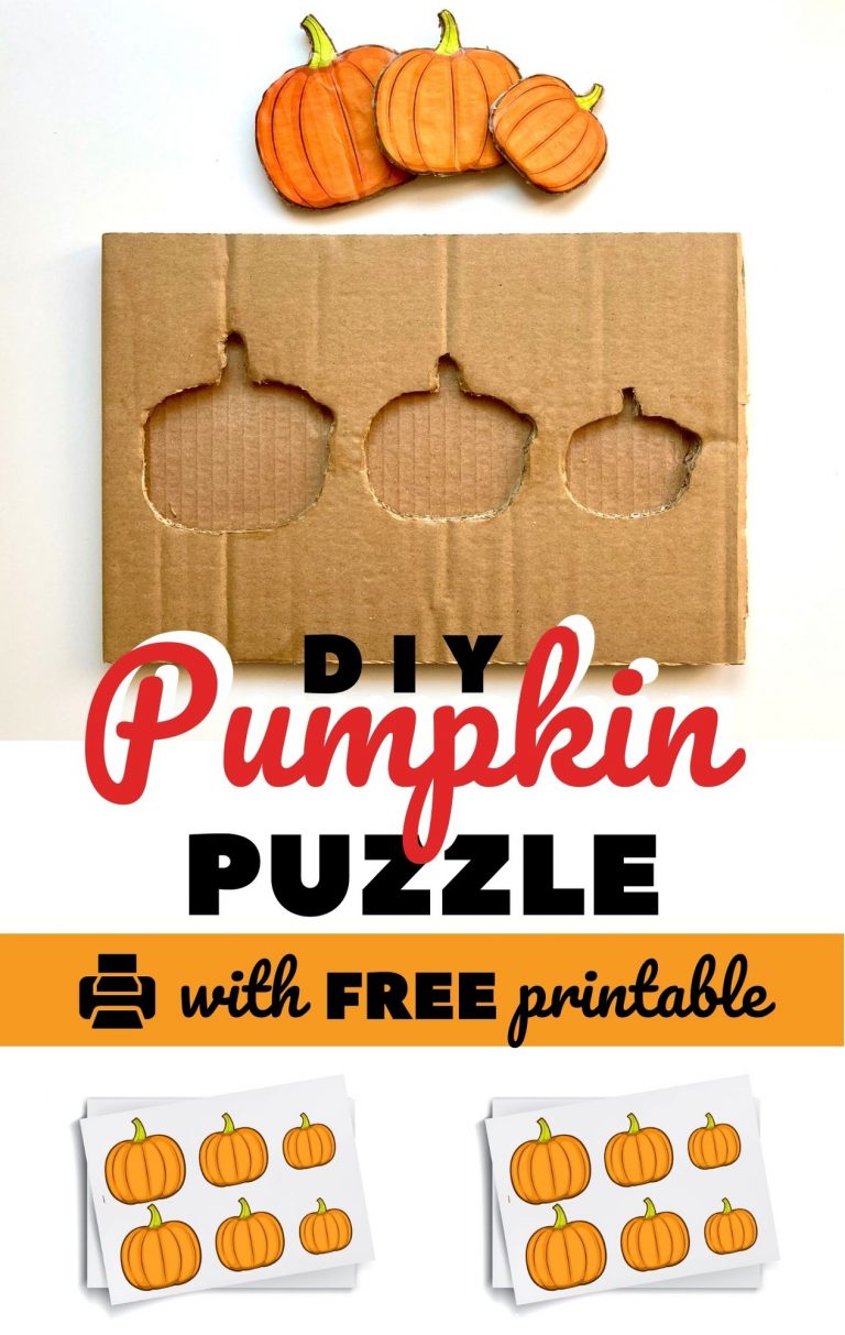 DIY Pumpkin Puzzle {With FREE Printable} - Mommy Baby Play