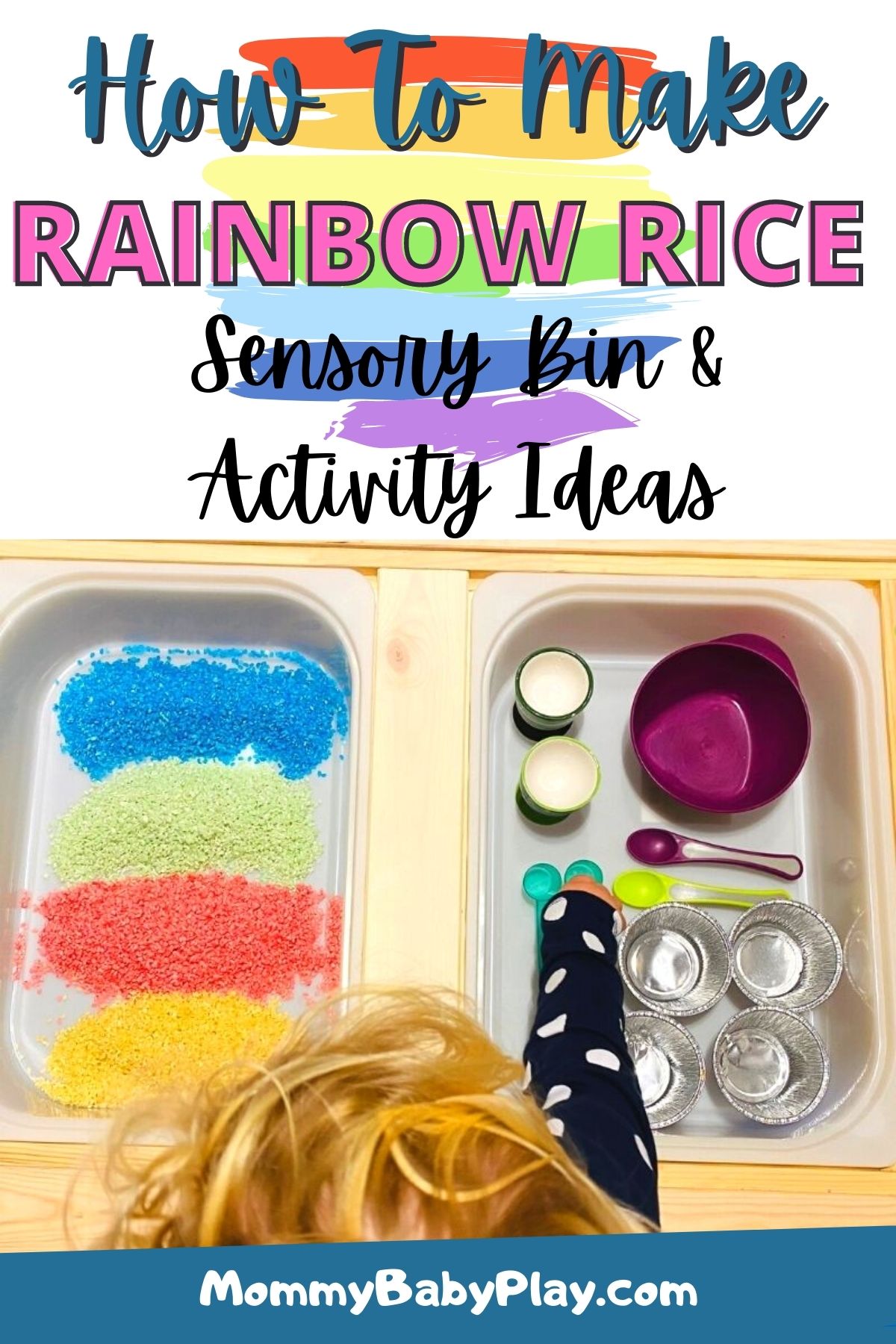 How To Make Rainbow Rice {Sensory Bin & Activity Ideas}